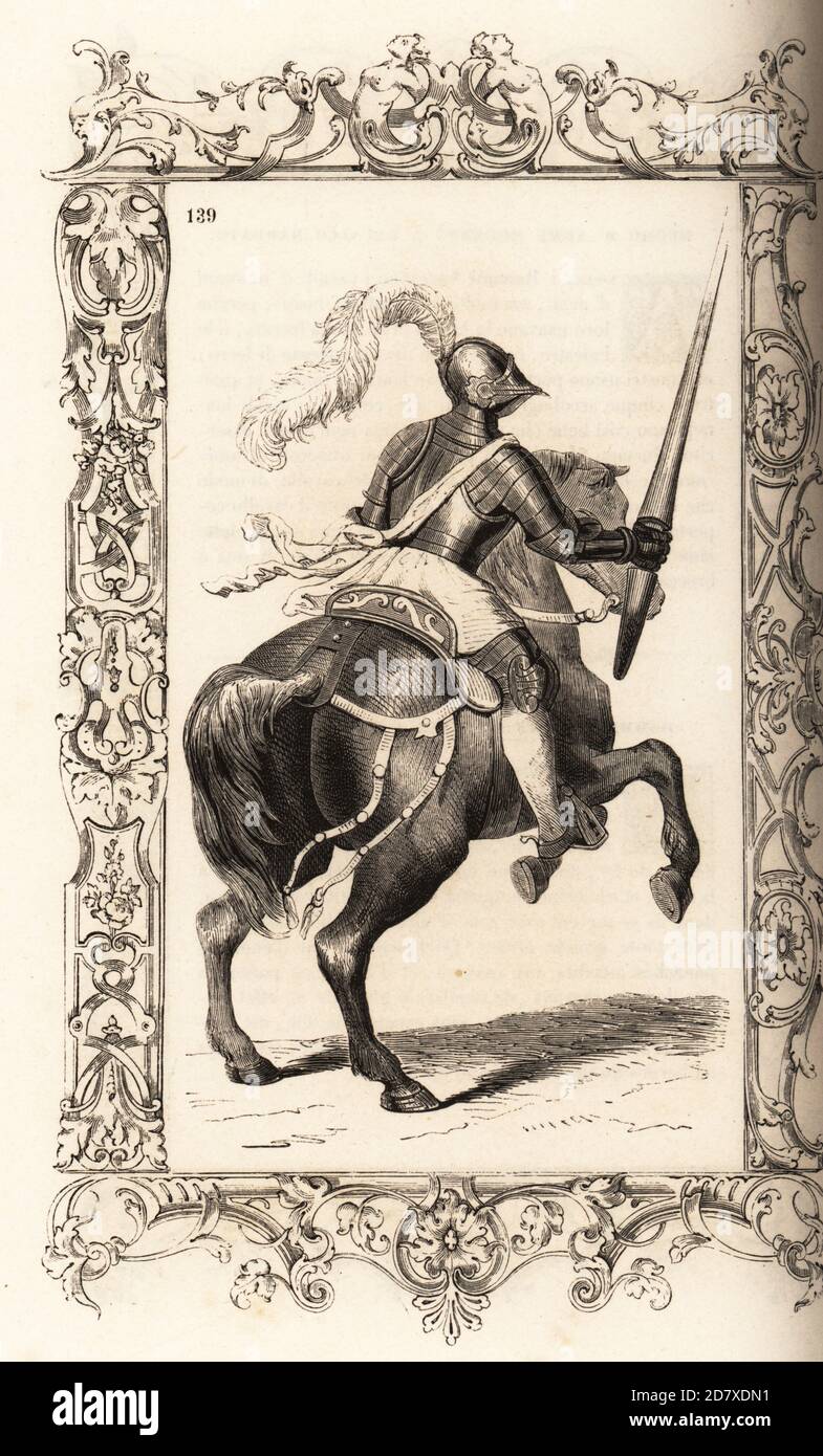 Italian light cavalryman of the 16th century. He wears complete suit of ...