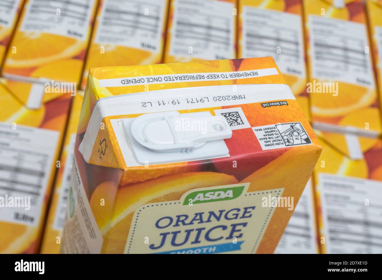 ASDA orange juice cartons & label, showing pack construction details ...