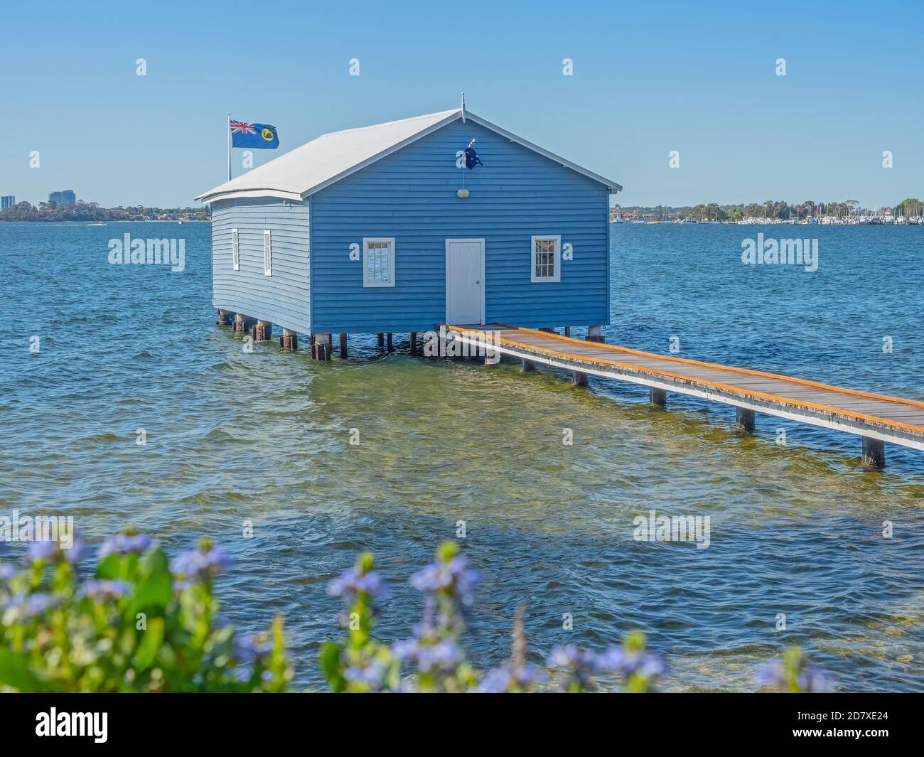 The Crawley Edge Boathouse, aka the Blue Boathouse, in the Swan River ...