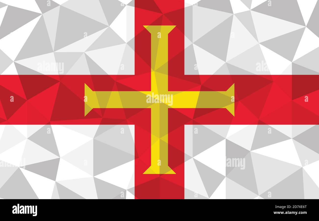 Low poly Guernsey flag vector illustration. Triangular Guernesiais flag ...
