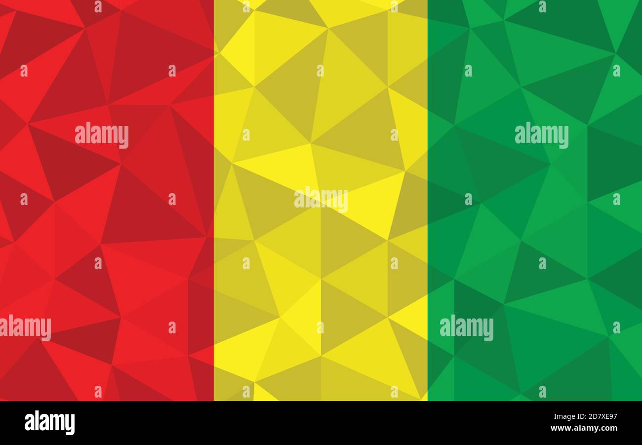 Low poly Guinea flag vector illustration. Triangular Guinean flag ...