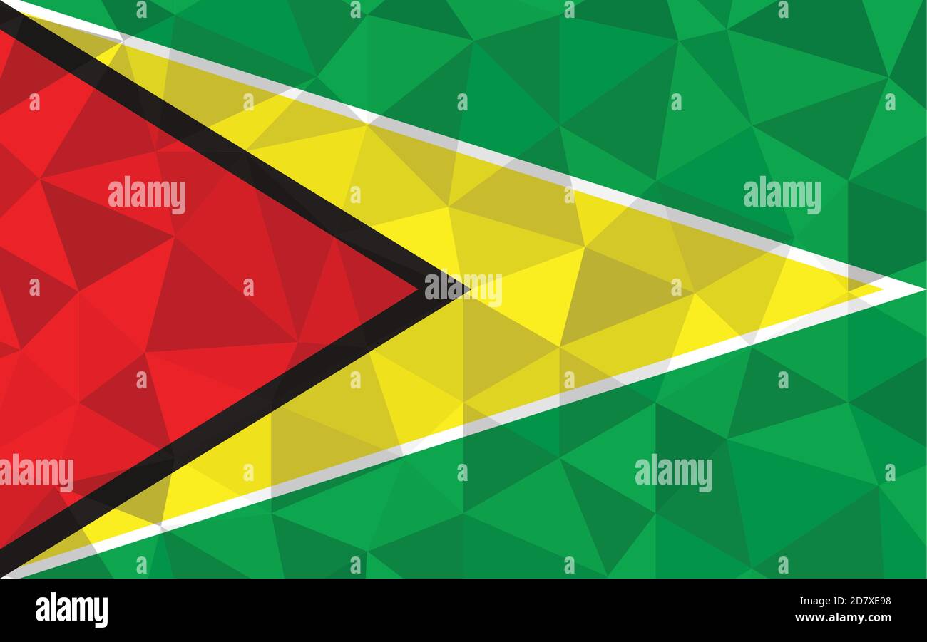 Low poly Guyana flag vector illustration. Triangular Guyanese flag ...