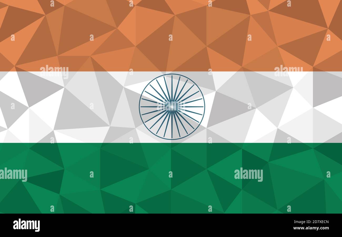 Low poly India flag vector illustration. Triangular Indian flag graphic ...