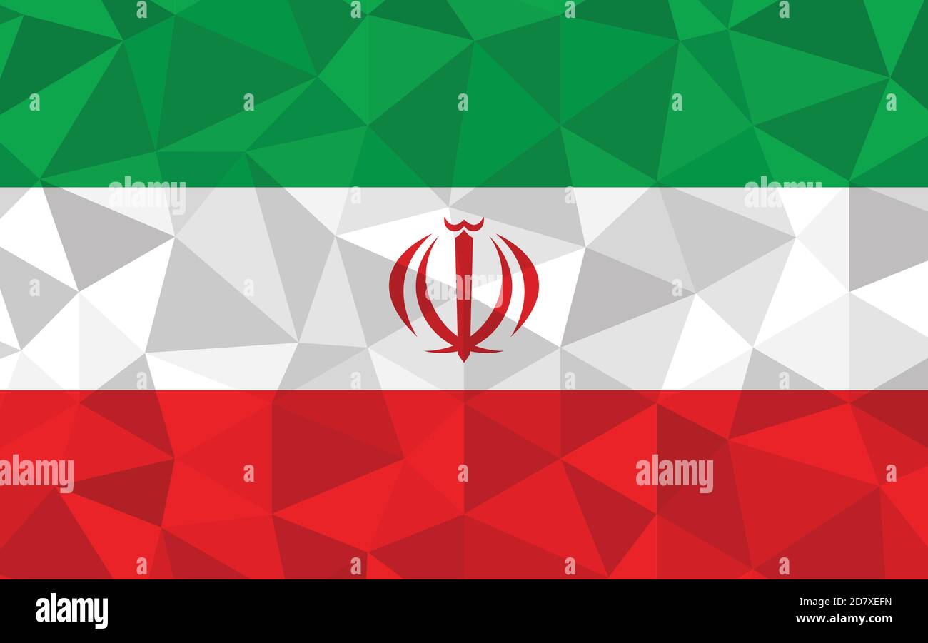 Low poly Iran flag vector illustration. Triangular Iranian flag graphic ...