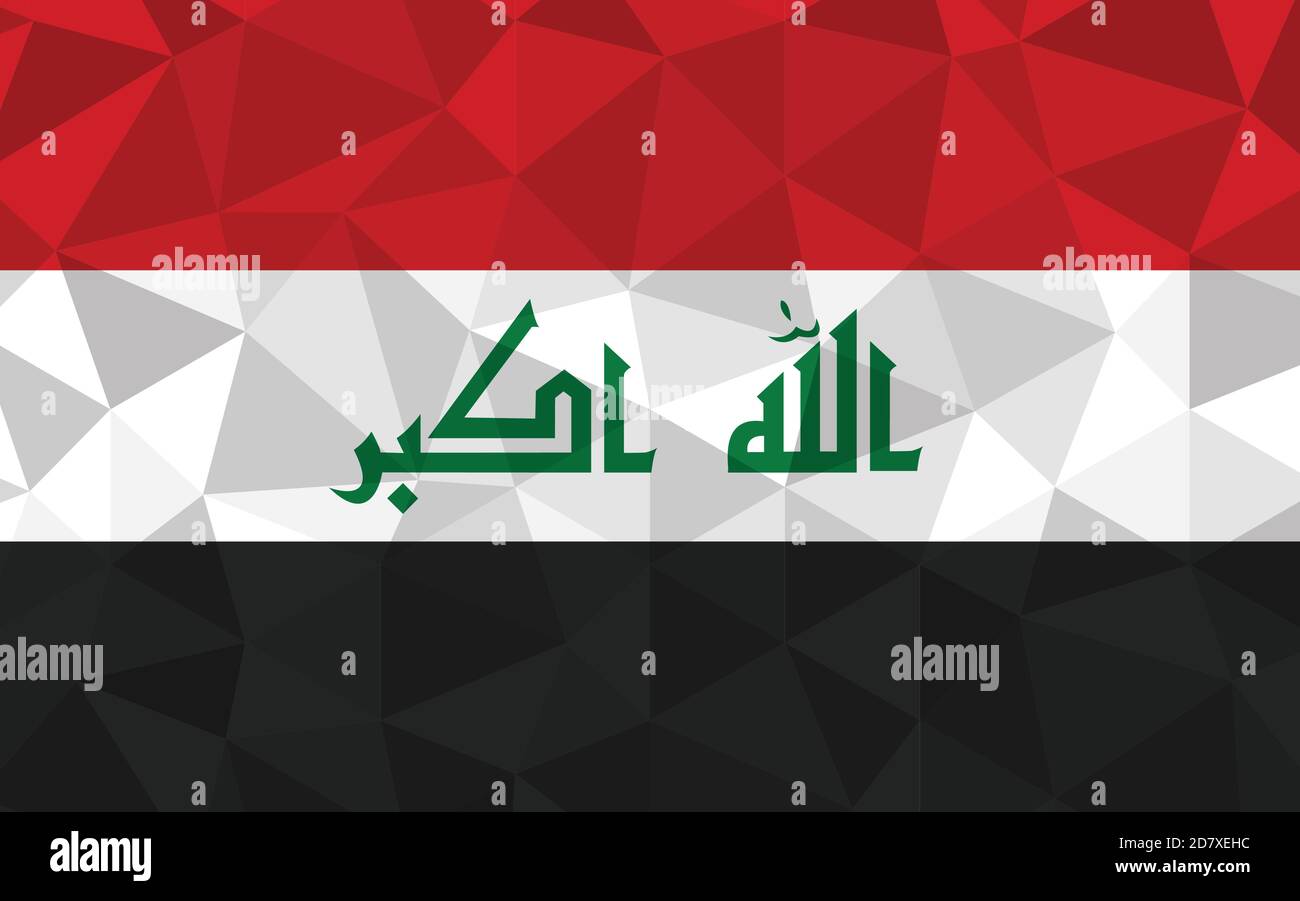 Low poly Iraq flag vector illustration. Triangular Iraqi flag graphic ...
