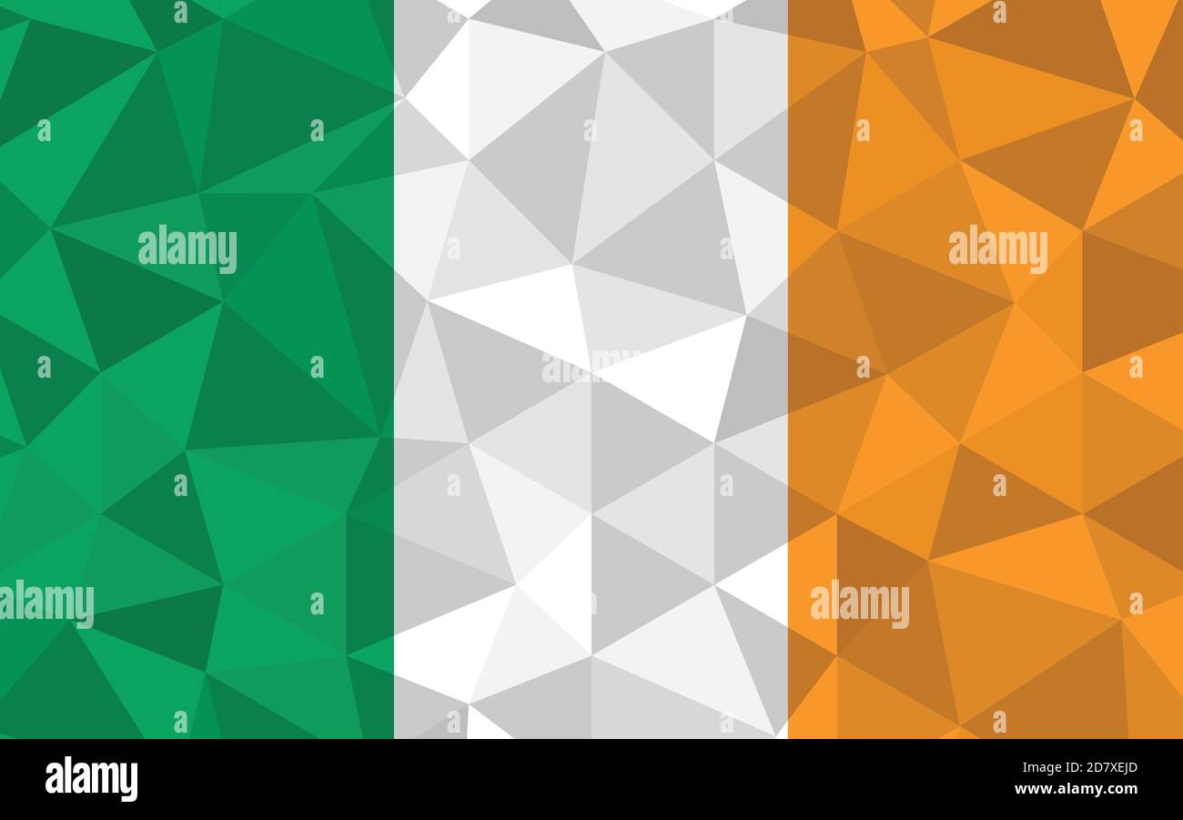 Low poly Ireland flag vector illustration. Triangular Irish flag ...