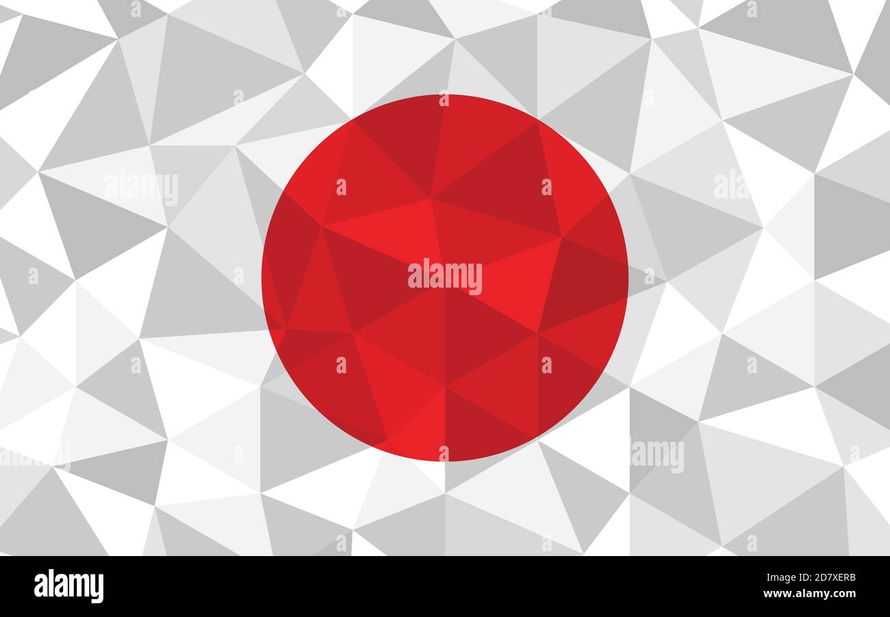 Low poly Japan flag vector illustration. Triangular Japanese flag ...