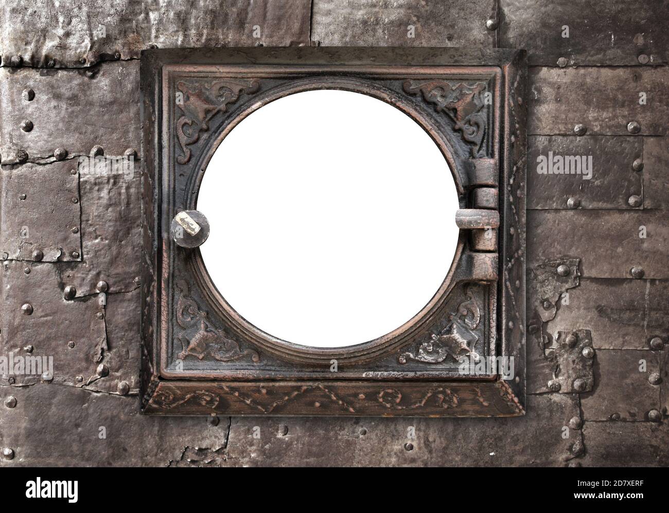 Grunge background in steampunk style. Texture of old metal with rivets ...