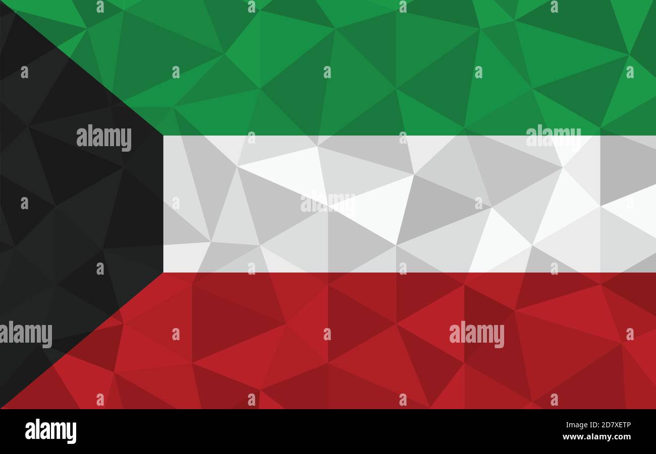 Low poly Kuwait flag vector illustration. Triangular Kuwaiti flag ...