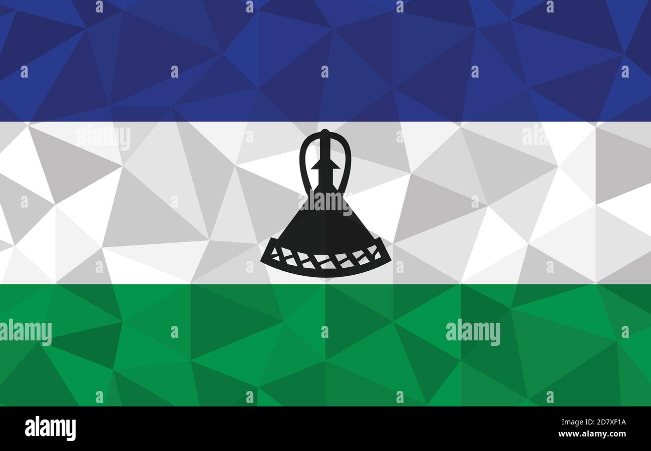 Low Poly Lesotho Flag Vector Illustration Triangular Basotho Flag
