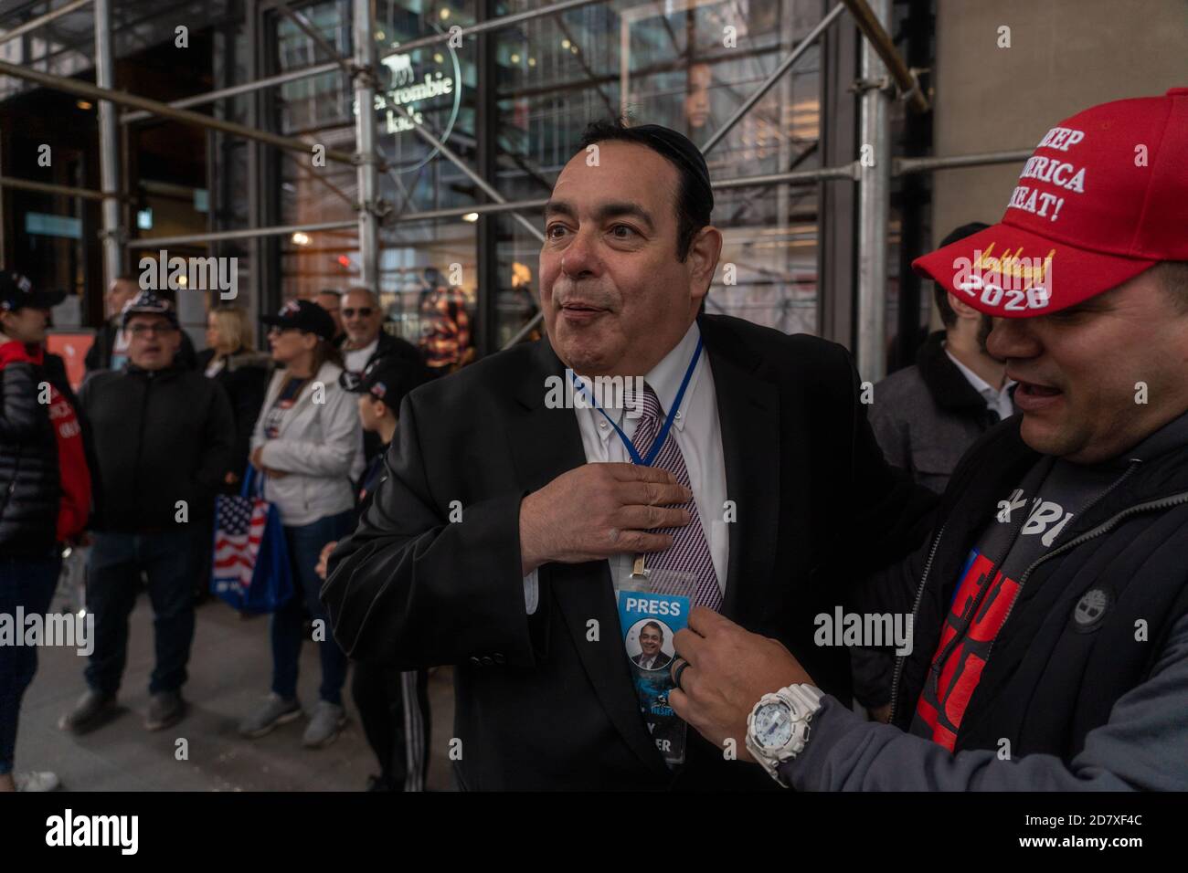 NEW YORK, NY – OCTOBER 25, 2020: Heshy Tischler attends MAGA rally and ...