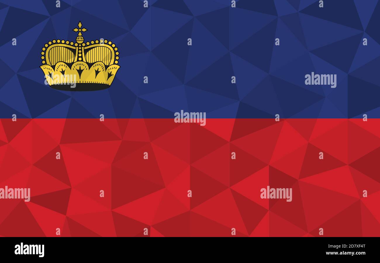 Low poly Liechtenstein flag vector illustration. Triangular ...