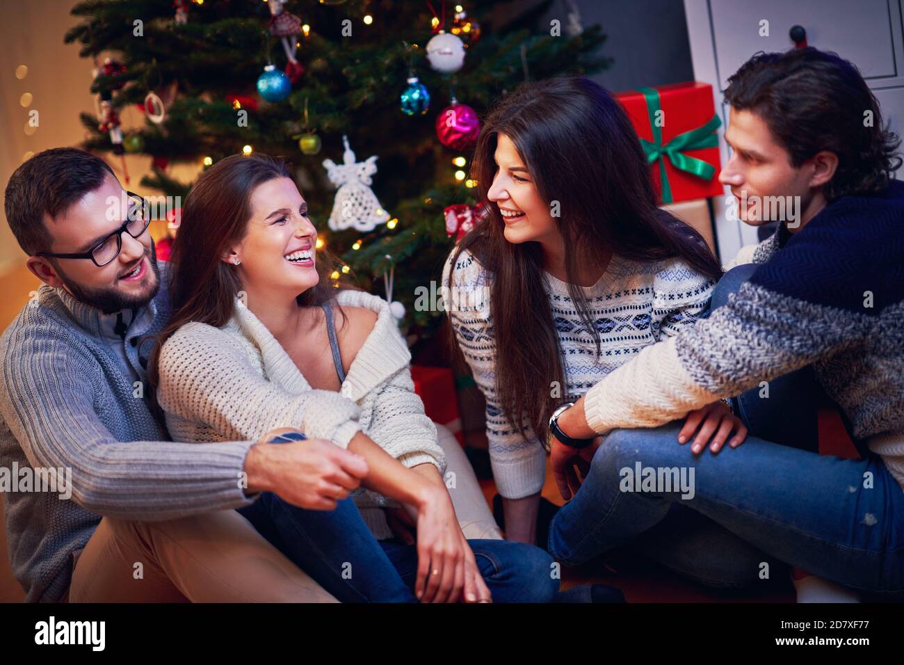 Group friends presents celebrating hi-res stock photography and images ...