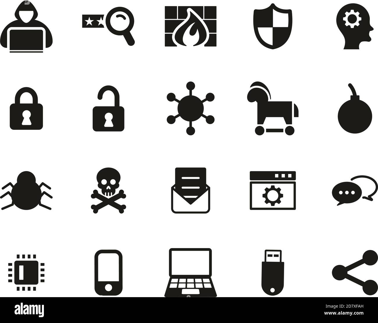 Hacker Icons Black & White Set Big Stock Vector Image & Art - Alamy