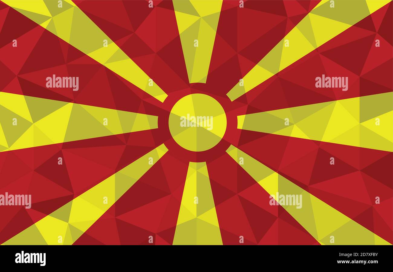 Low poly Macedonia flag vector illustration. Triangular Macedonian flag ...