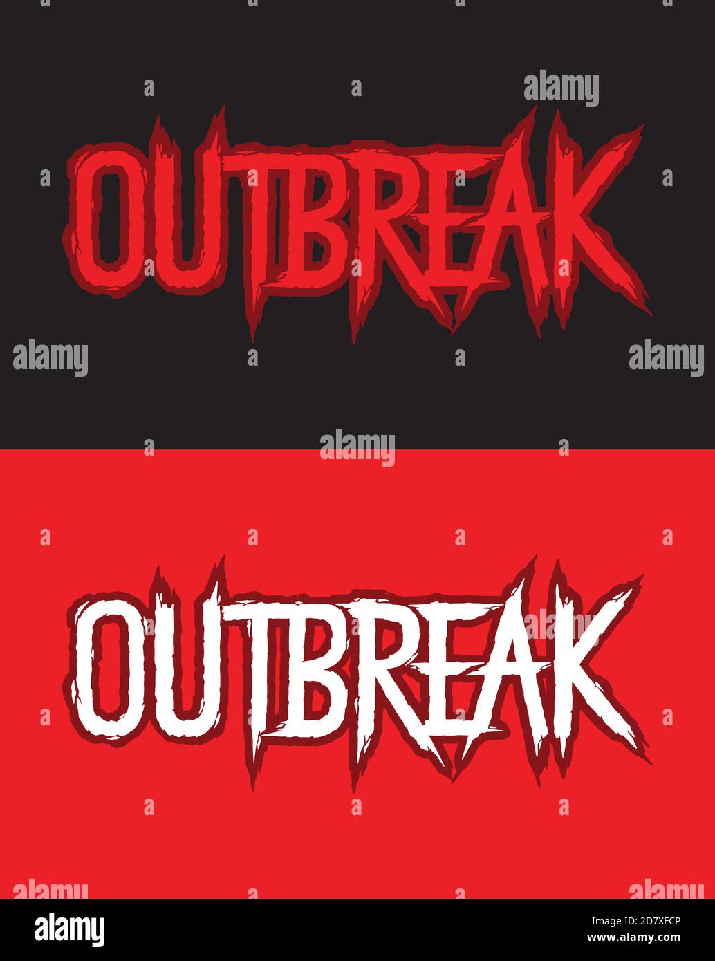 Outbreak. Hand lettering art. Brush style letters on isolated ...
