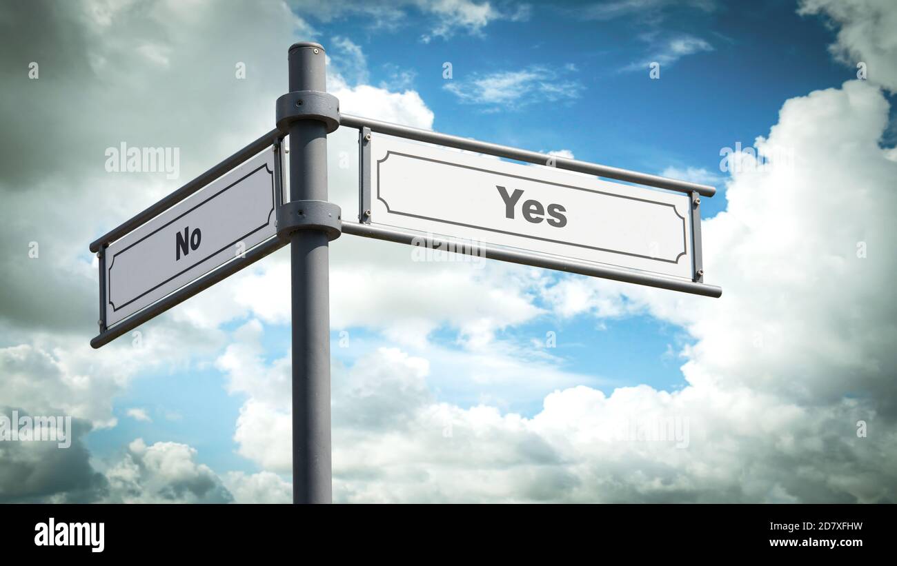 Street Sign the Direction Way to Yes versus No Stock Photo - Alamy