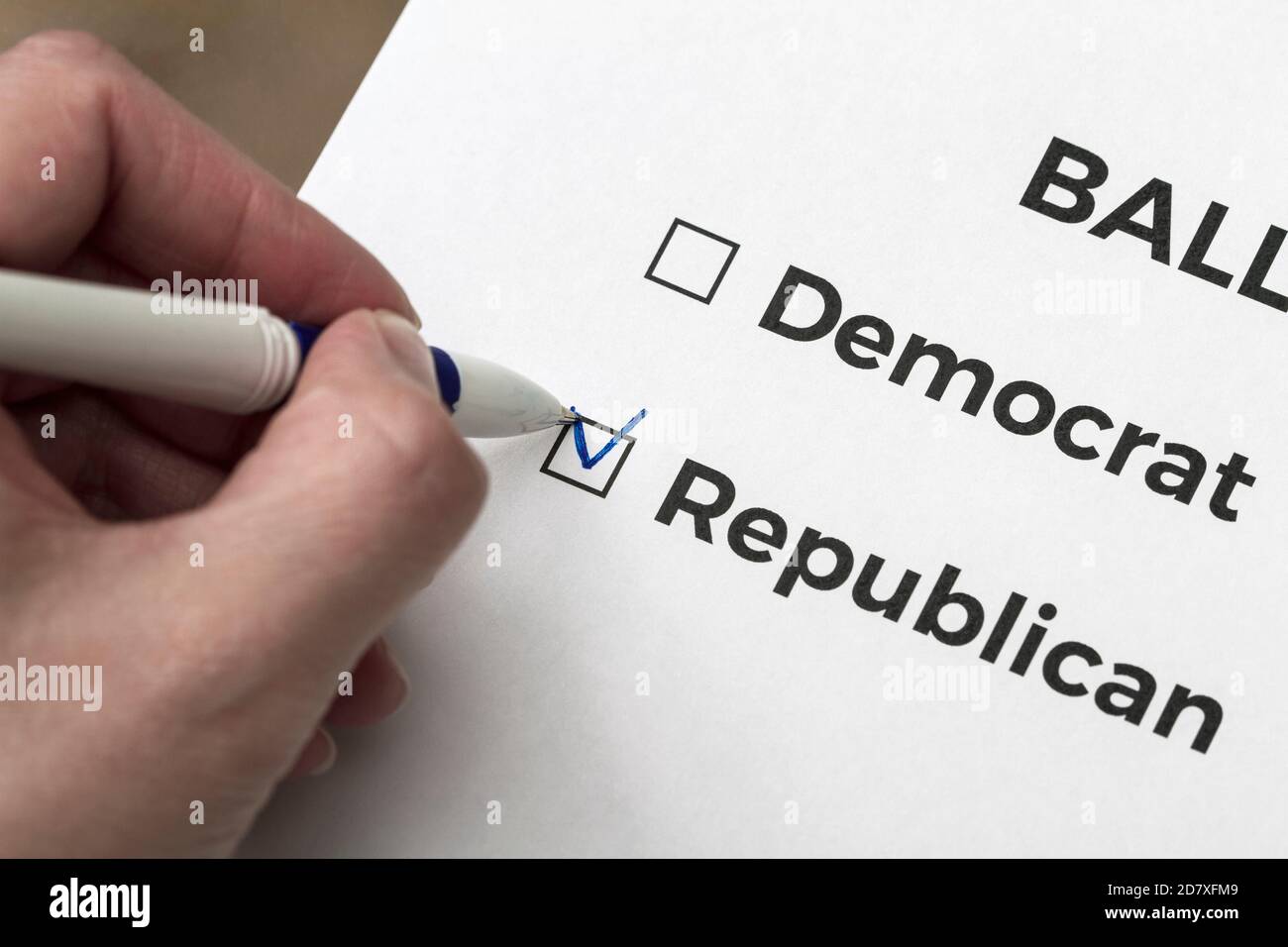 Checklist concept. Voter votes for Republican on the ballot. A ...