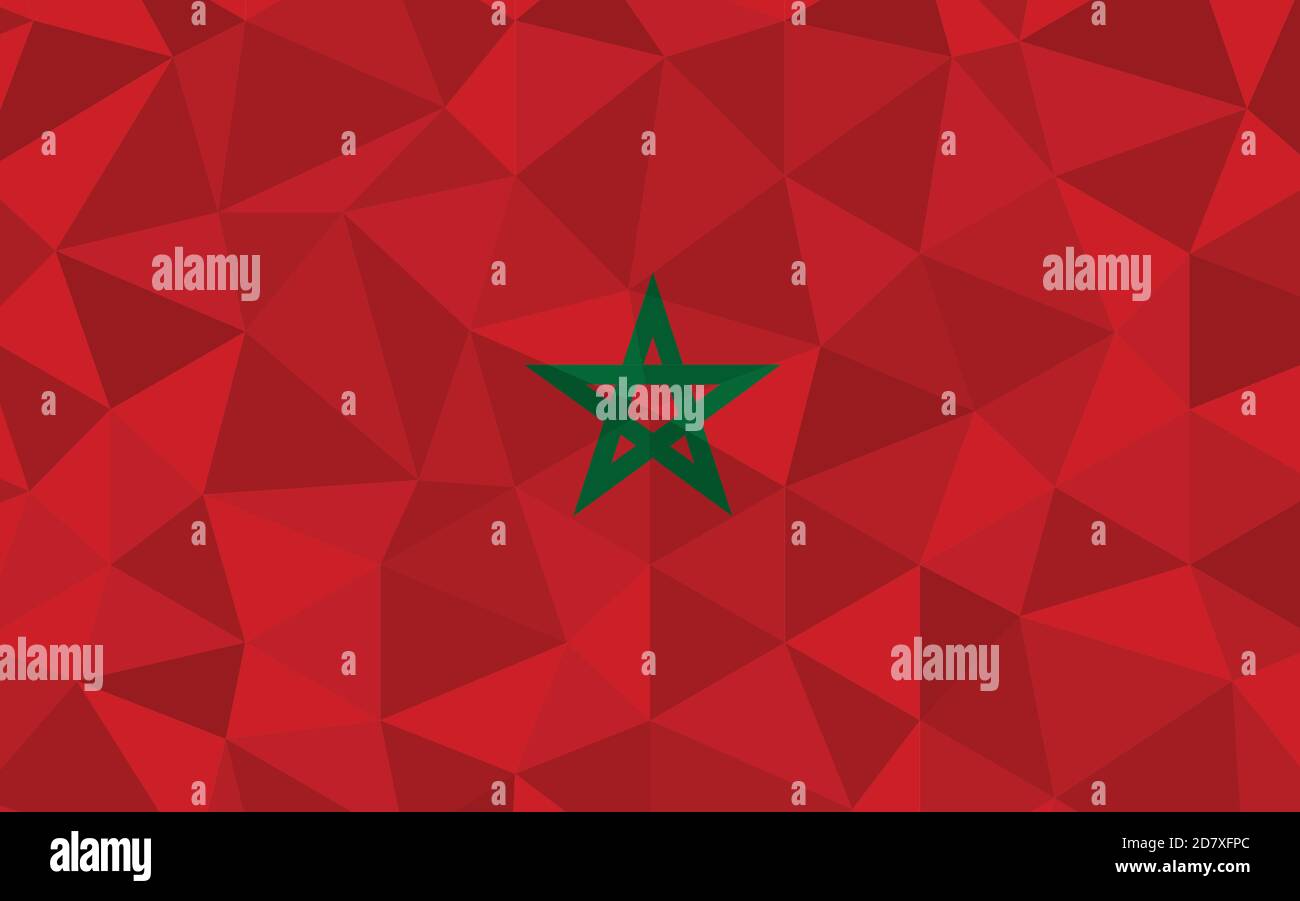 Low poly Morocco flag vector illustration. Triangular Moroccan flag ...