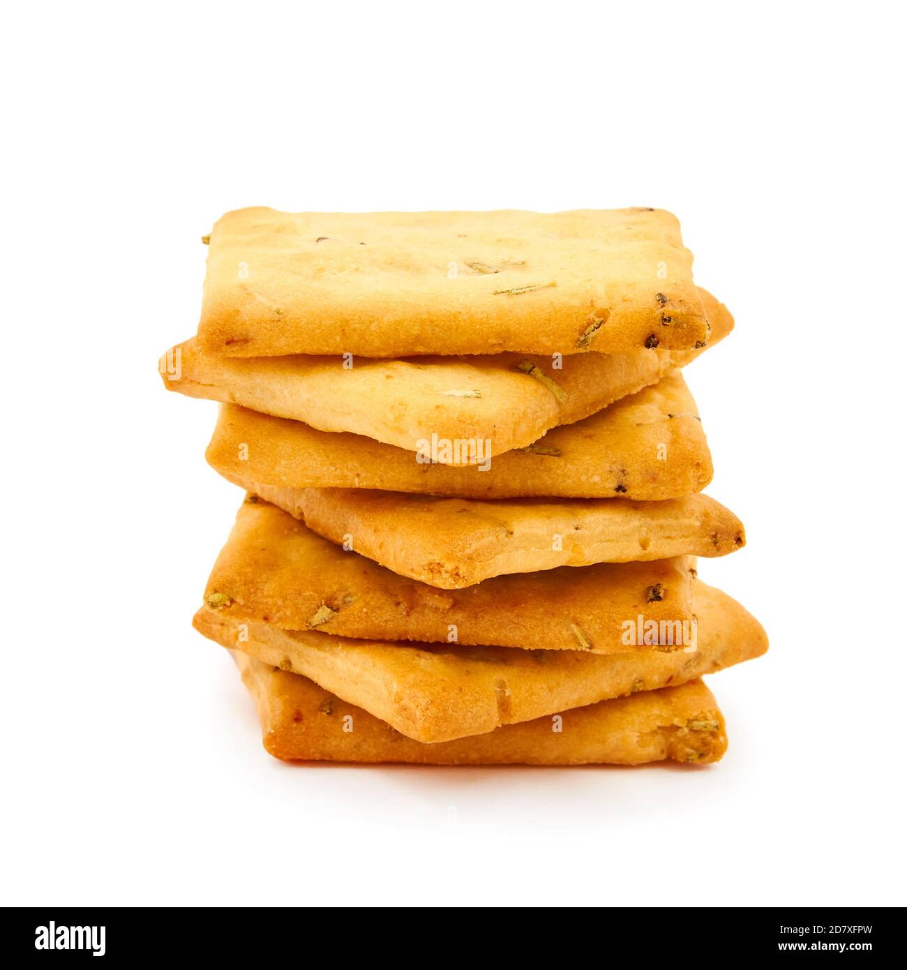 Italian crackers with rosemary and olive oil isolated on a white ...