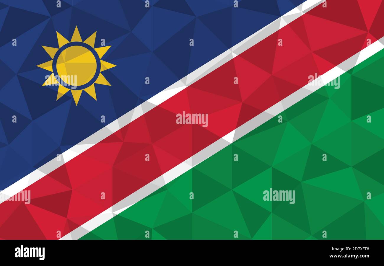 Low poly Namibia flag vector illustration. Triangular Namibian flag ...
