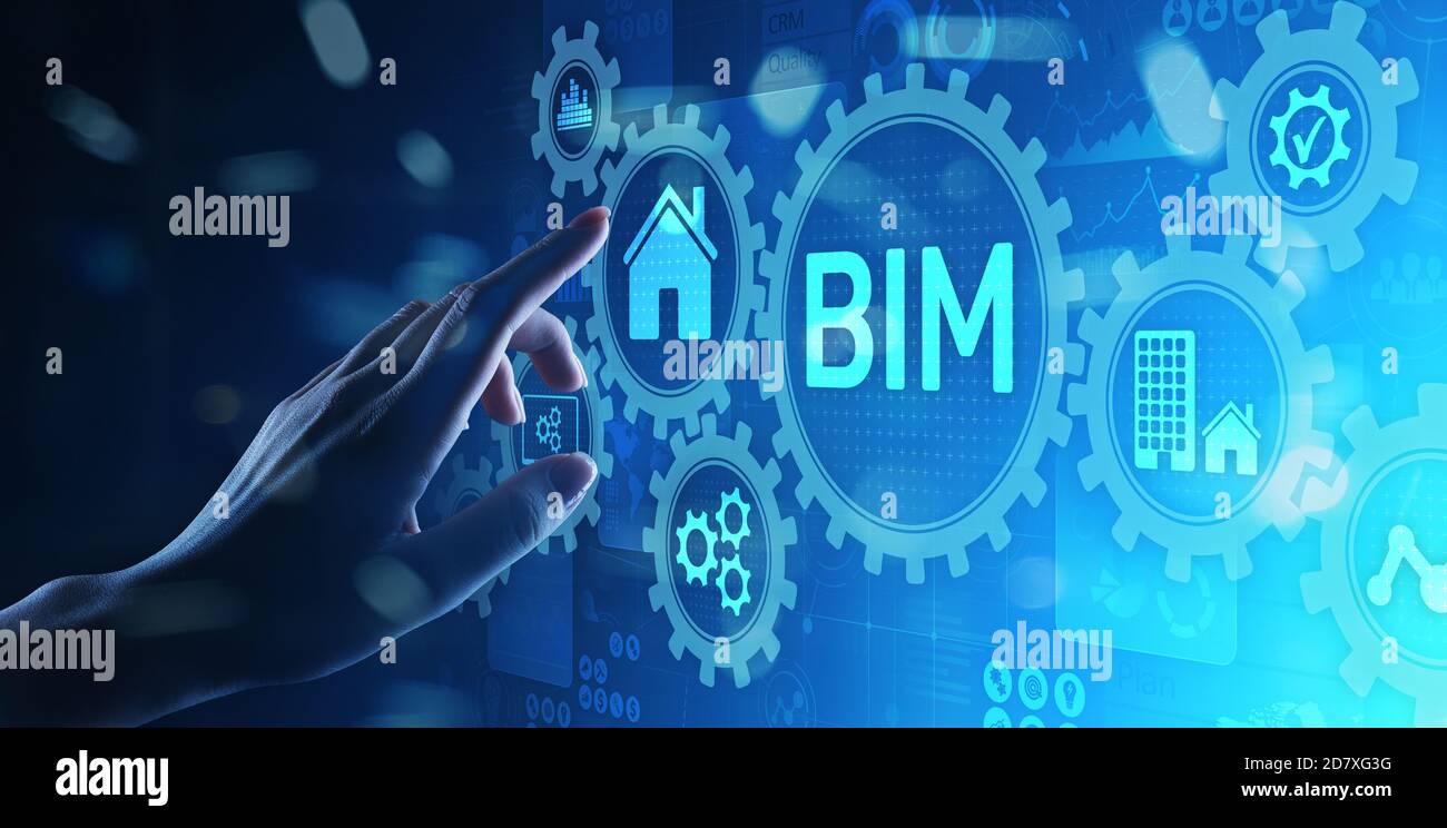 BIM Building Information Modeling Technology concept on virtual screen ...