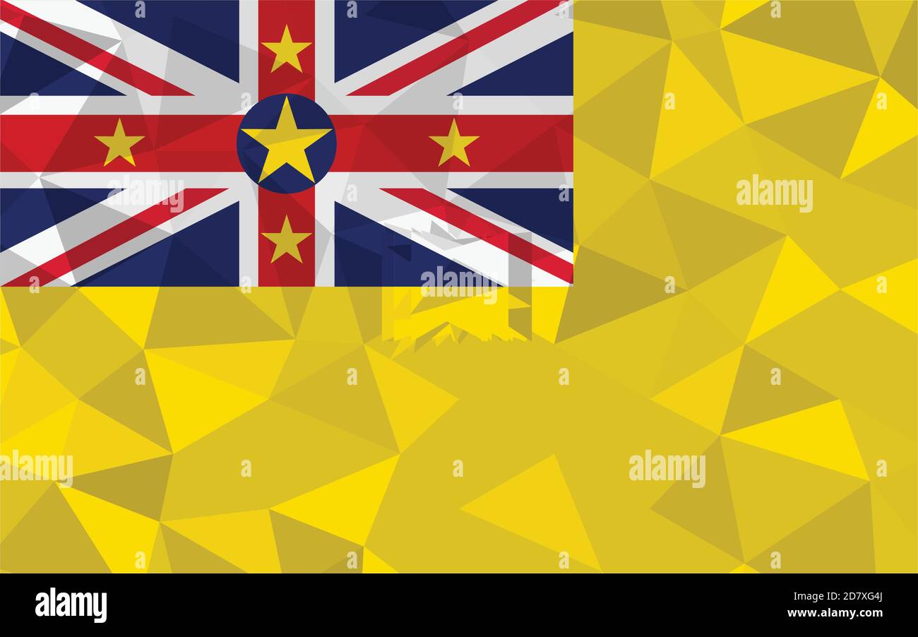 Low poly Niue flag vector illustration. Triangular Niuean flag graphic ...