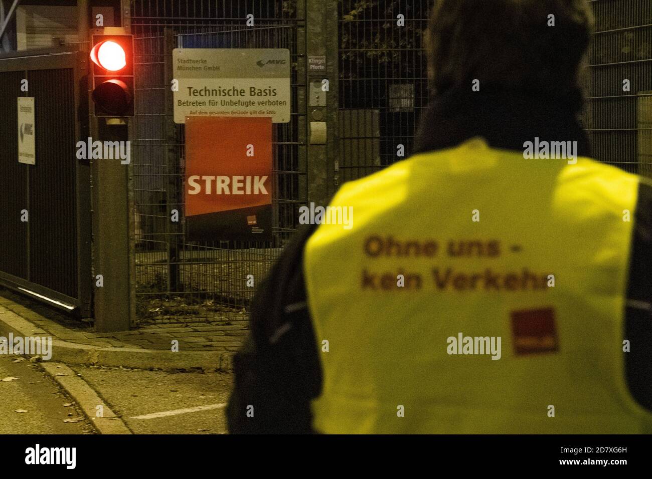 Munich, Germany. 26th Oct, 2020. Strikers are standing in front of the ...