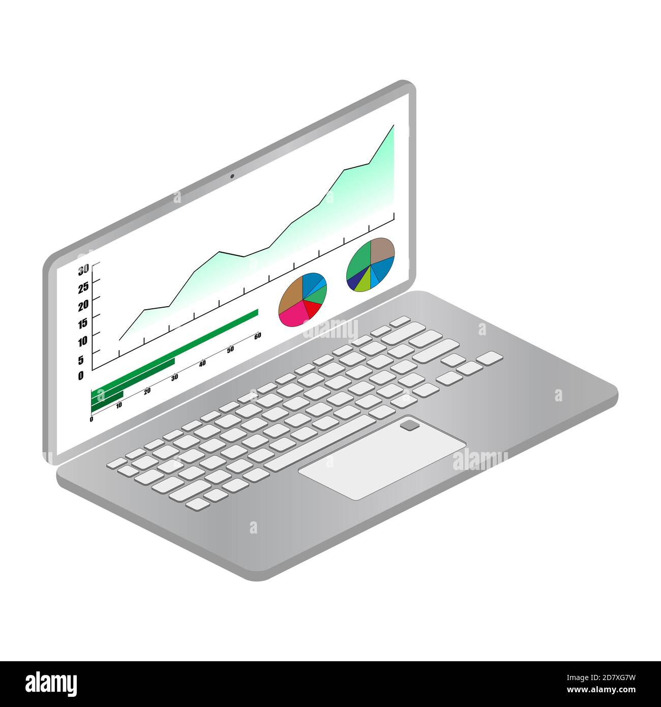 Laptop computer charts on screen Stock Vector Images - Alamy