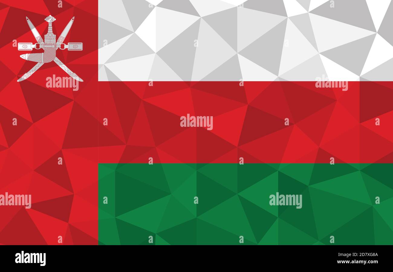 Low Poly Oman Flag Vector Illustration Triangular Omani Flag Graphic