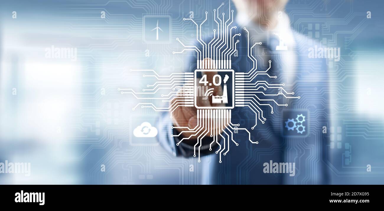 Smart industry 4.0 innovation automation technology concept on virtual ...