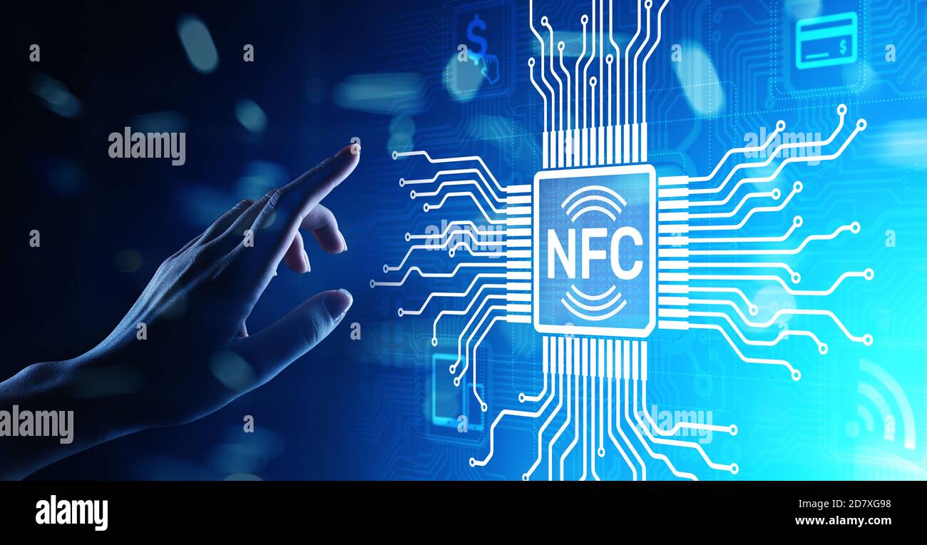 NFC Wireless communication technology Digital payment concept Stock ...