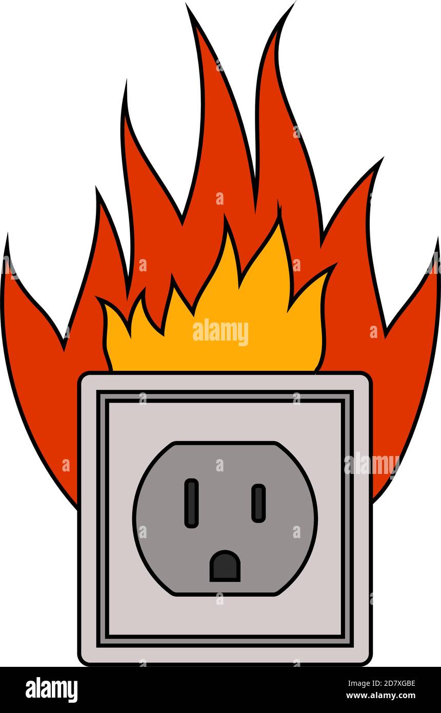 Electric Outlet Fire Icon. Editable Outline With Color Fill Design ...