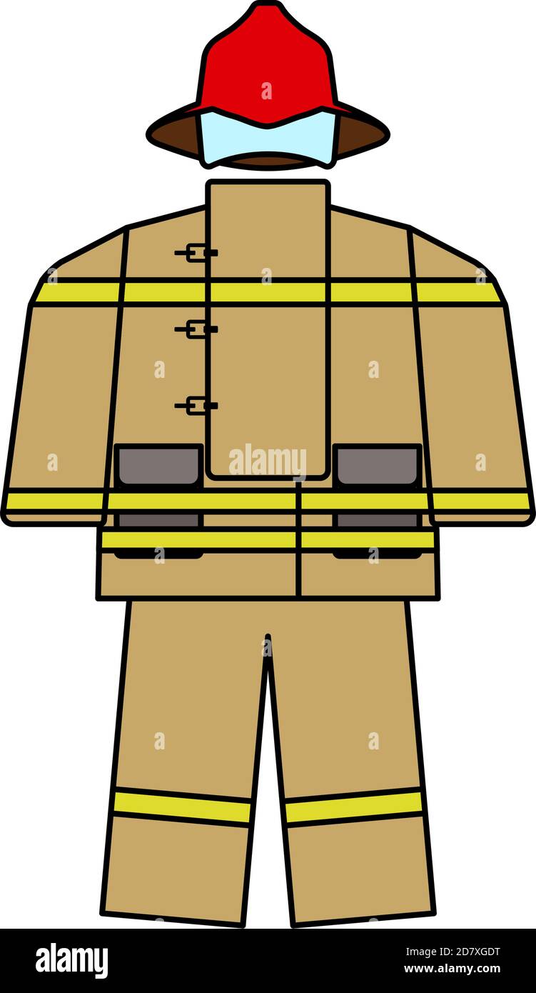 Fire Service Uniform Icon. Editable Outline With Color Fill Design ...
