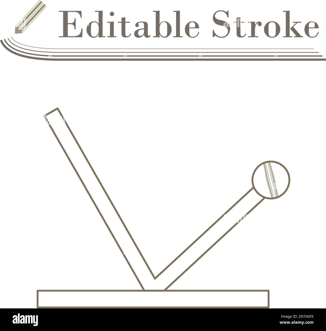 Cricket Ball Trajectory Icon Editable Stroke Simple Design Vector
