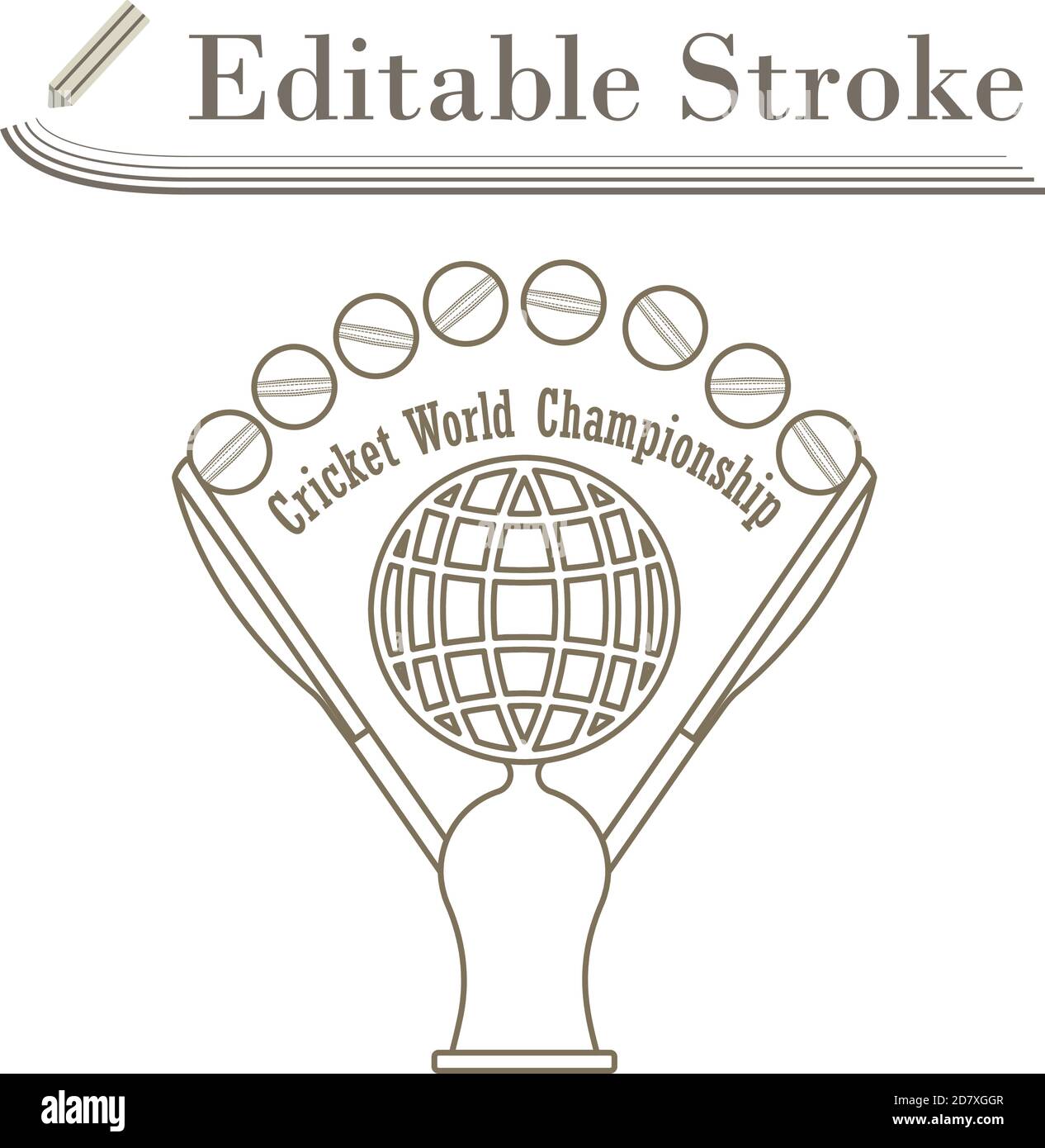 Cricket Cup Icon. Editable Stroke Simple Design. Vector Illustration ...