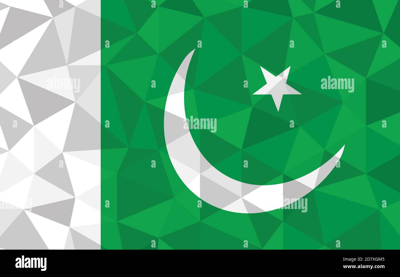 Low poly Pakistan flag vector illustration. Triangular Pakistani flag ...