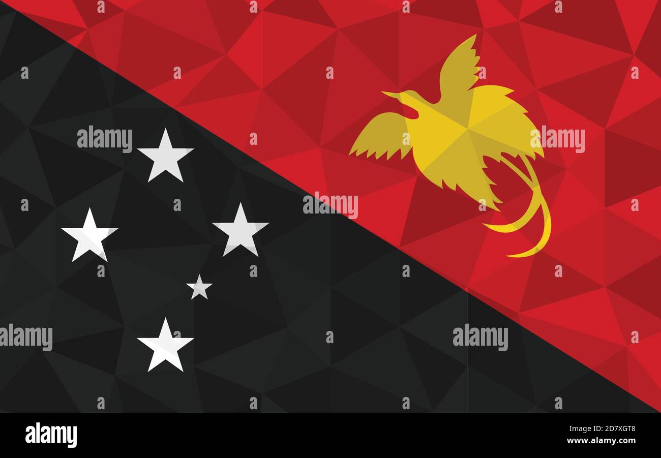 Low poly Papua New Guinea flag vector illustration. Triangular Papuan ...