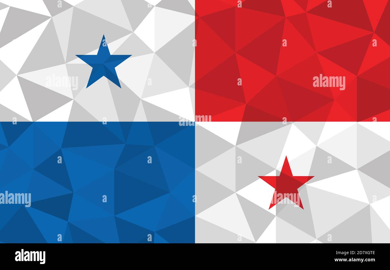 Low poly Panama flag vector illustration. Triangular Panamanian flag ...