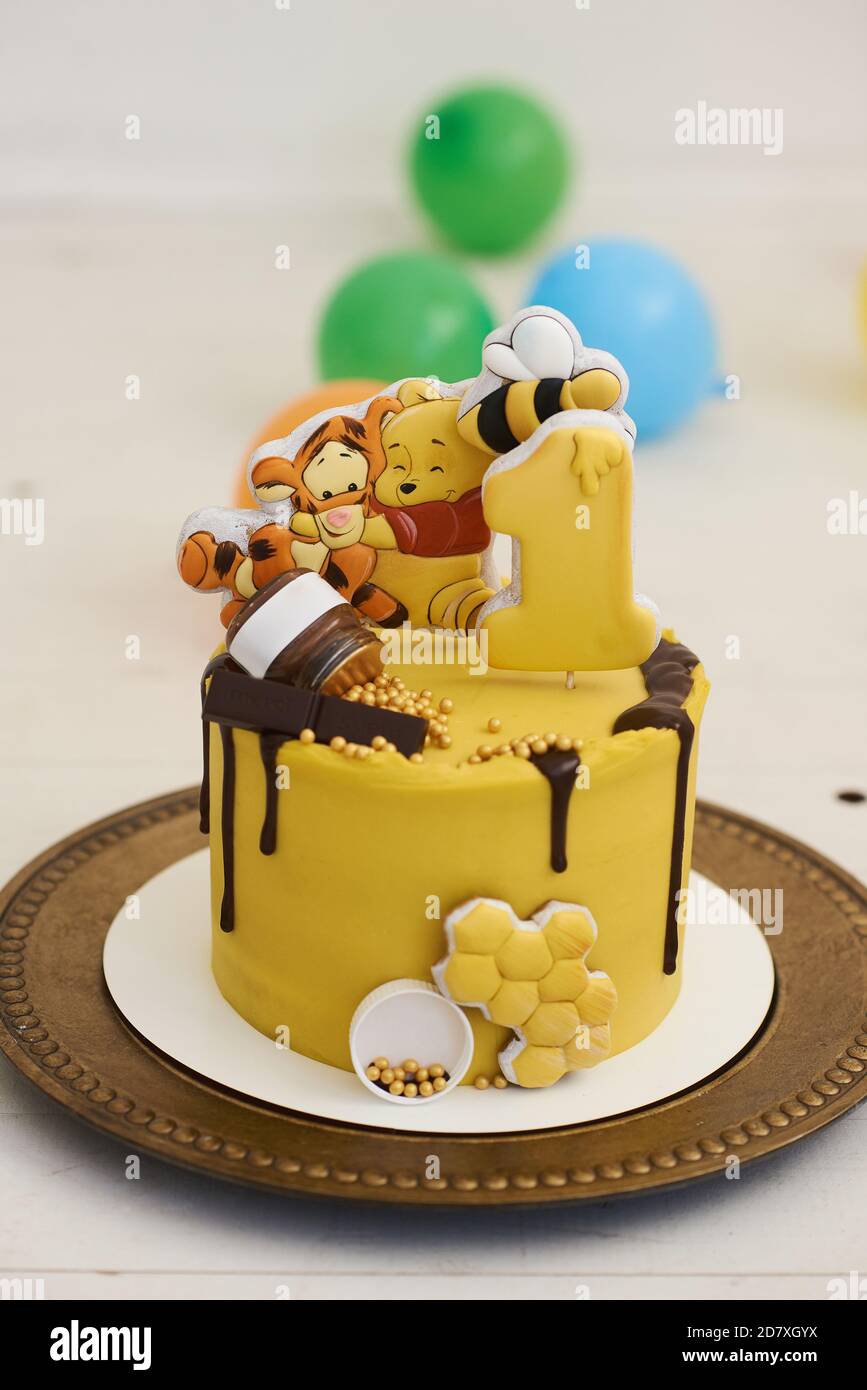 birthday cake. decorated cake for the celebration of the first birthday ...