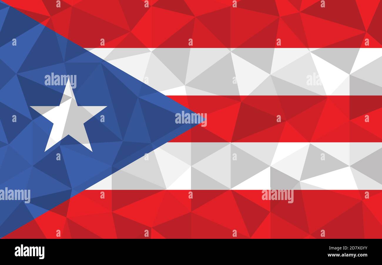 Low poly Puerto Rico flag vector illustration. Triangular Puerto Rican ...