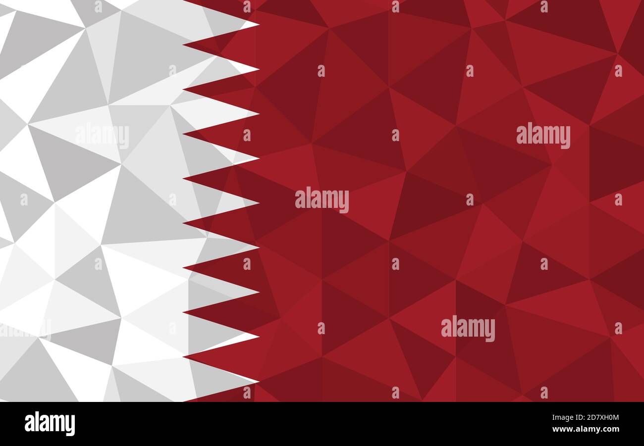 Low poly Qatar flag vector illustration. Triangular Qatari flag graphic ...