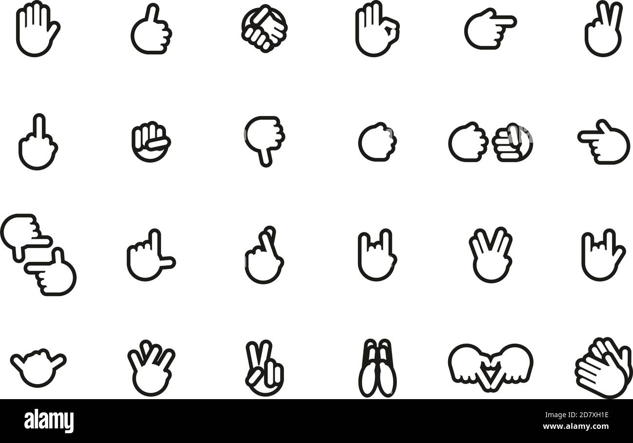 Hand Signs & Hand Gestures Icons Black & White Set Big Stock Vector Image & Art - Alamy