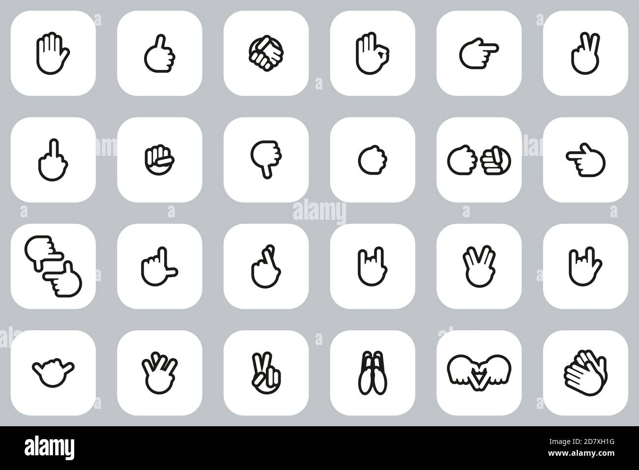 Hand Signs & Hand Gestures Icons Black & White Flat Design Set Big ...