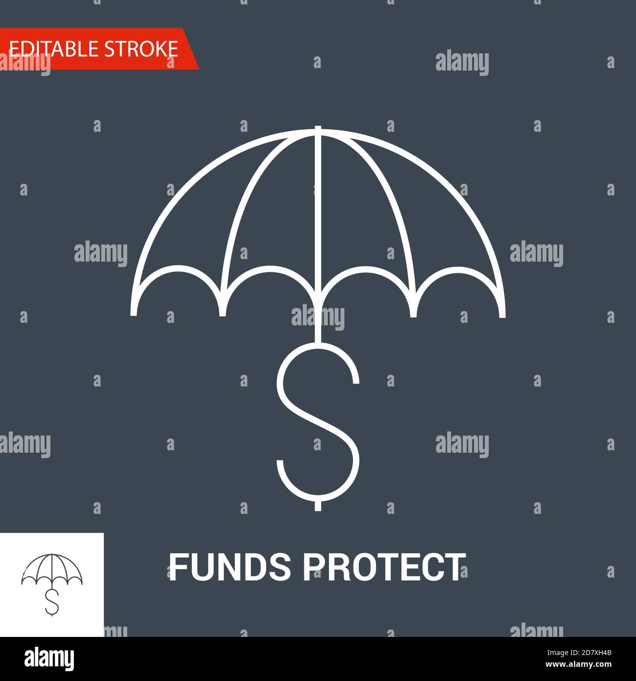 Funds Protect Icon. Thin Line Vector Illustration Stock Vector Image ...