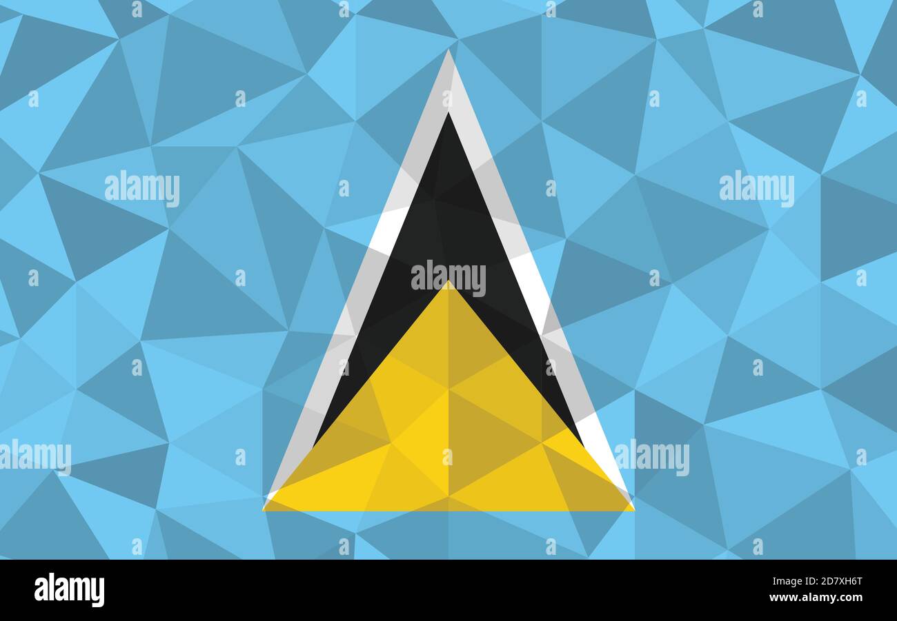 Low poly Saint Lucia flag vector illustration. Triangular Saint Lucian ...