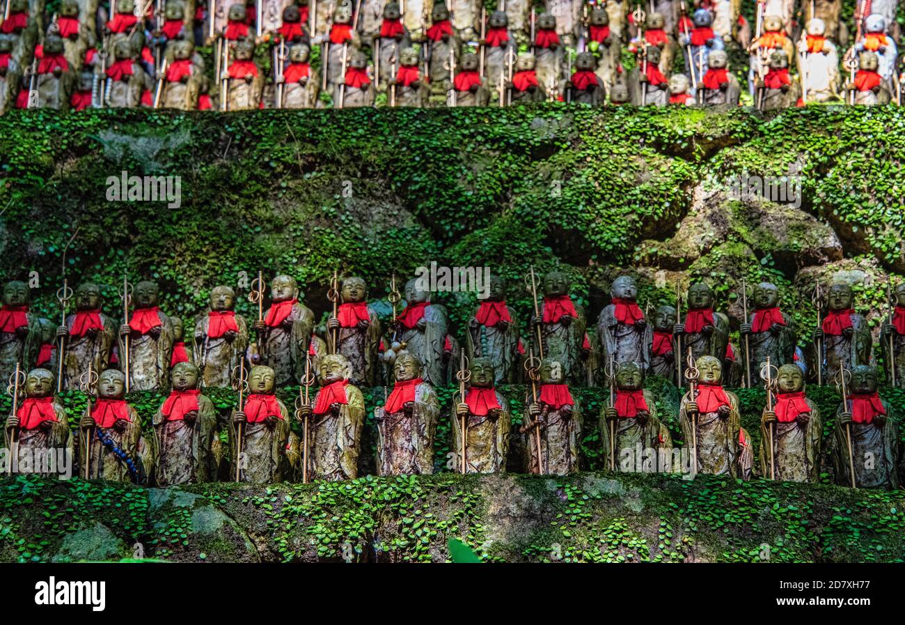 Jizo statues, Shoshazan Engyoji temple of the Tendai sect, Himeji ...
