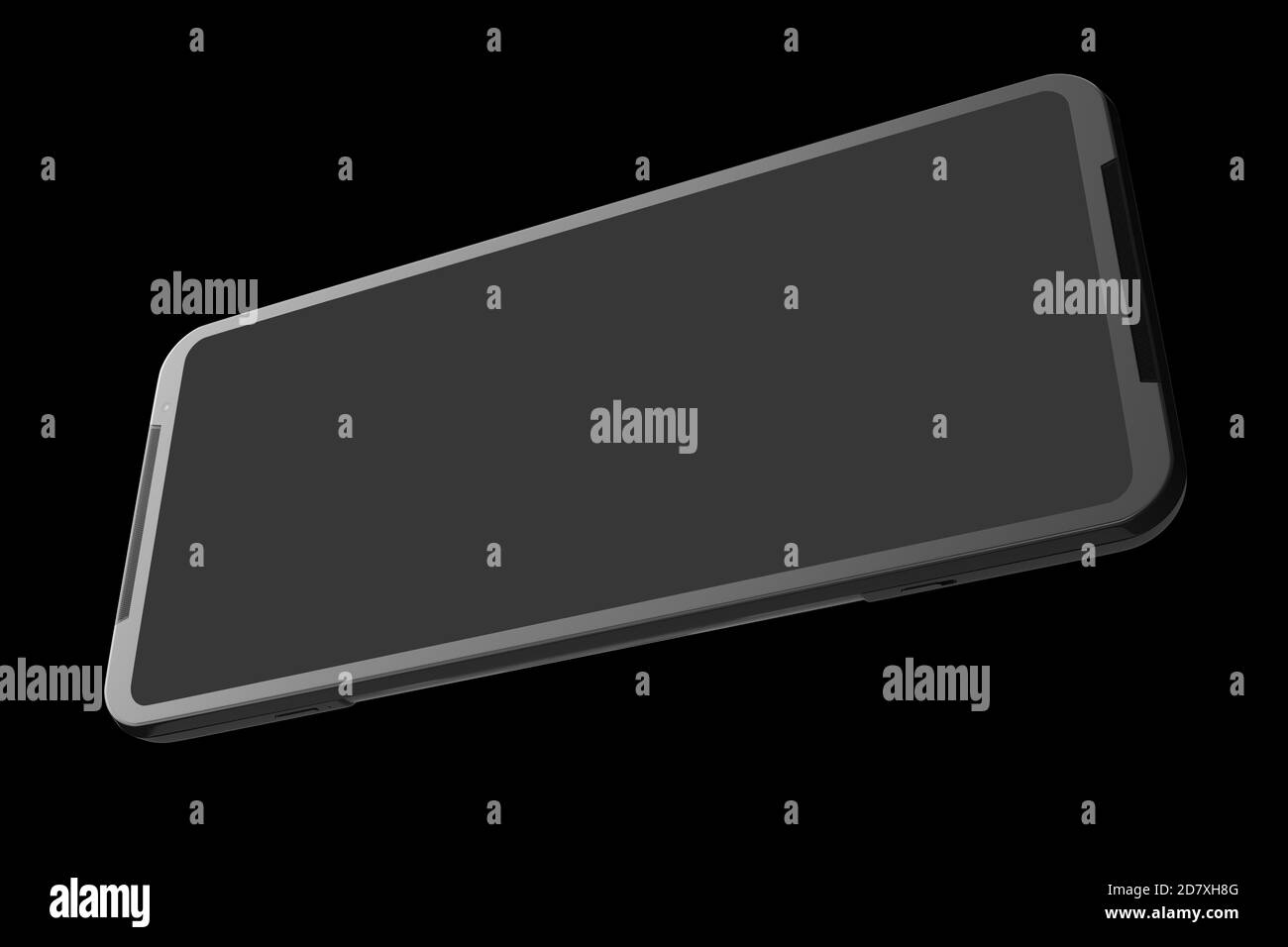 Front view of black smartphone with empty screen, concept of mobile ...