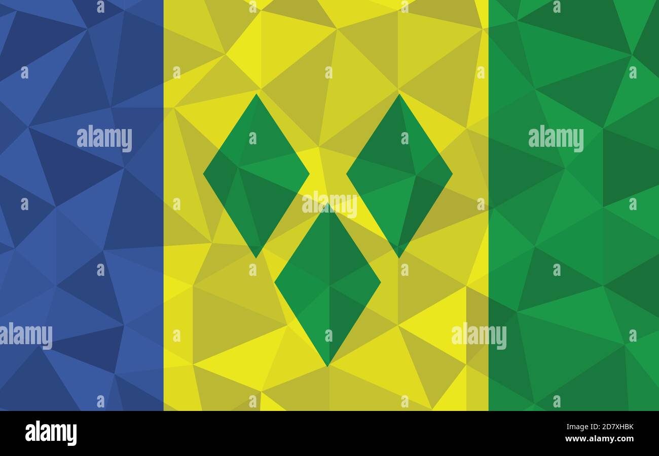 Low poly Saint Vincent and the Grenadines flag vector illustration ...