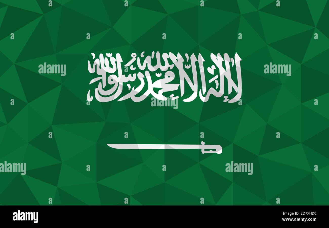 Low poly Saudi Arabia flag vector illustration. Triangular Saudi ...